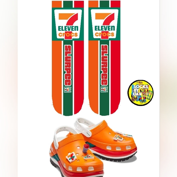 custom | Underwear & Socks | 7 Eleven Crocs Socks Orange | Poshmark